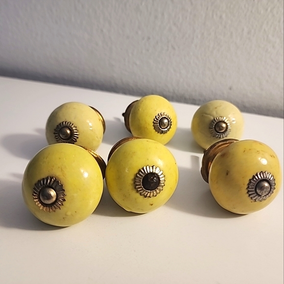 Accents | 6piece Pack Vintage Round Ceramic Door Knobs Drawer Pulls Goldsilver Accents | Poshmark